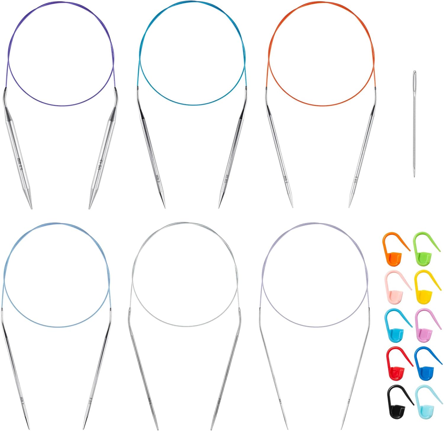 Amazon.com: 32 inch Stainless Steel Circular Knitting Needles Set for ...