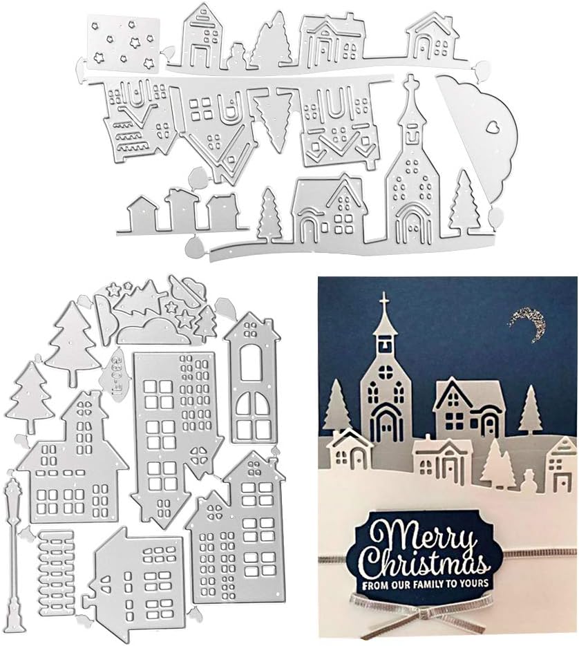 GLOBLELAND 3D House Cutting Dies Metal Building Die Cuts Embossing ...