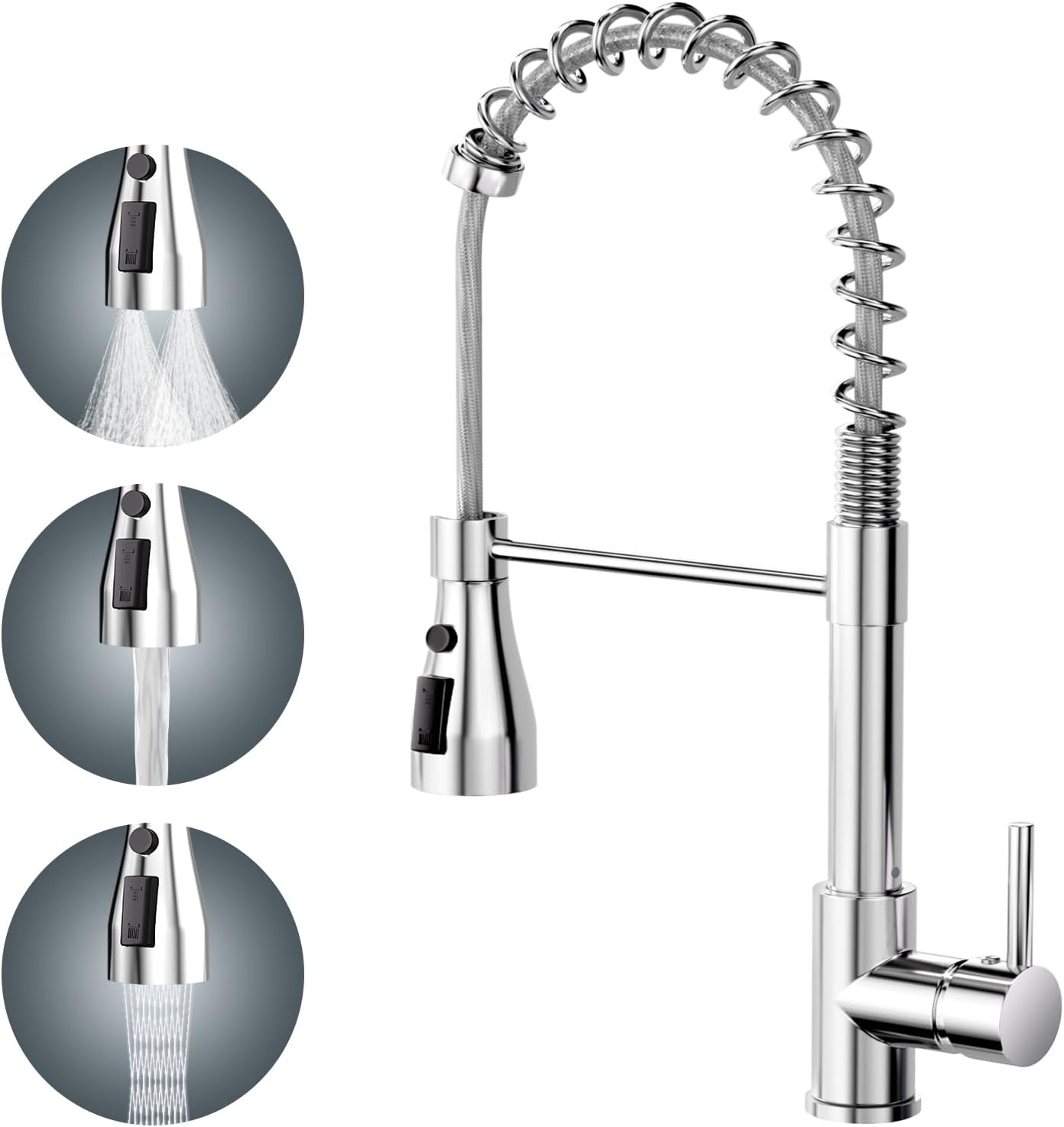 IAZZCO Kitchen Tap, Kitchen Sink Mixer Tap with Pull Down Spray 360 ...