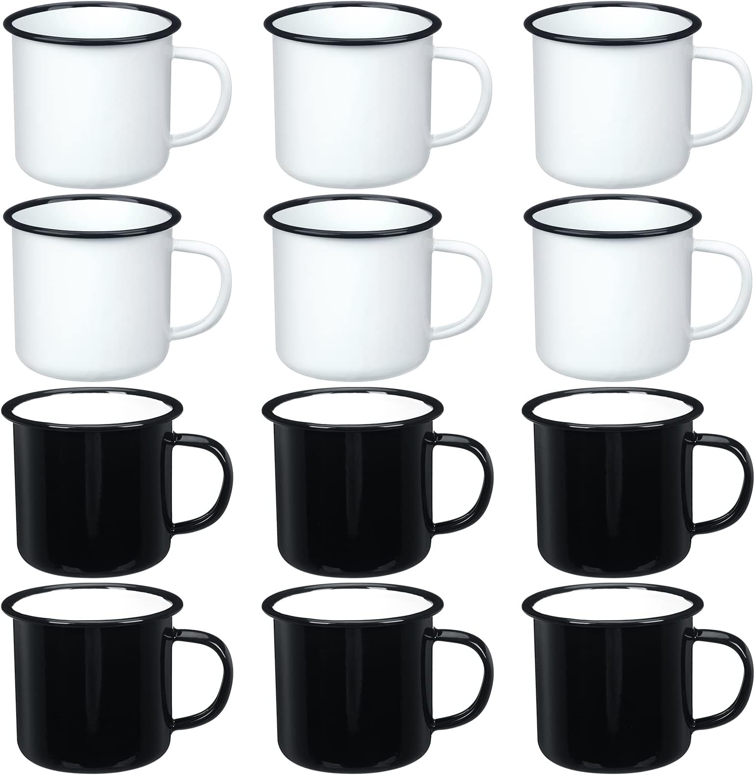 Amazon.com: Yahenda 12 Pack Enamel Camping Mugs 12oz Enamel Coffee Mugs ...