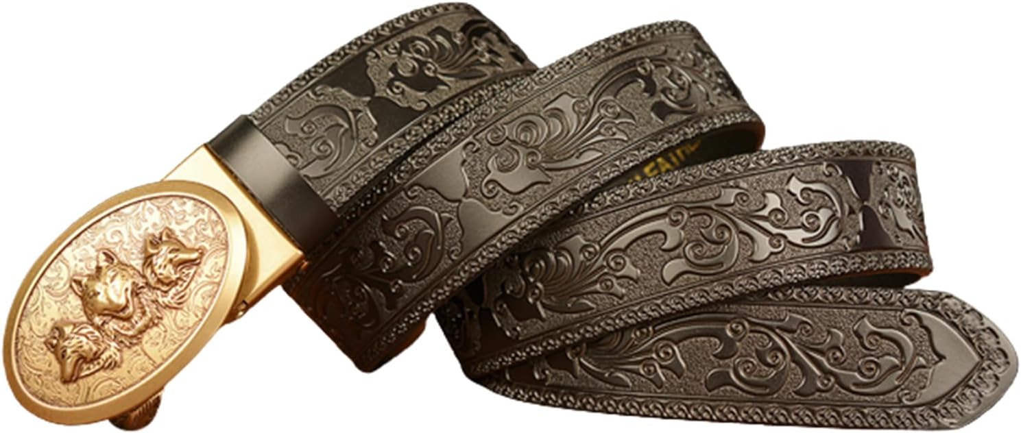 SFRSFR Adjustable Ratchet Leather Belt - Vintage Floral Embossed With ...