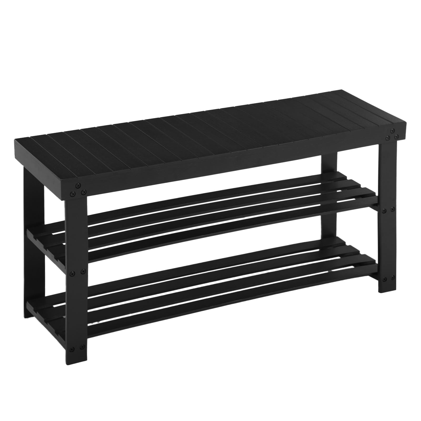 Apicizon Bamboo Shoe Rack for Entryway, 3-Tier Shoe Rack Bench for ...