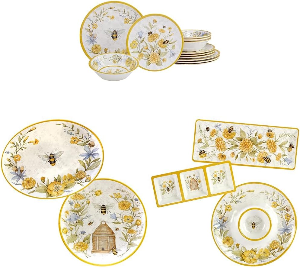 Amazon.com | Certified International Bee Sweet Estate 21pc Melamine ...
