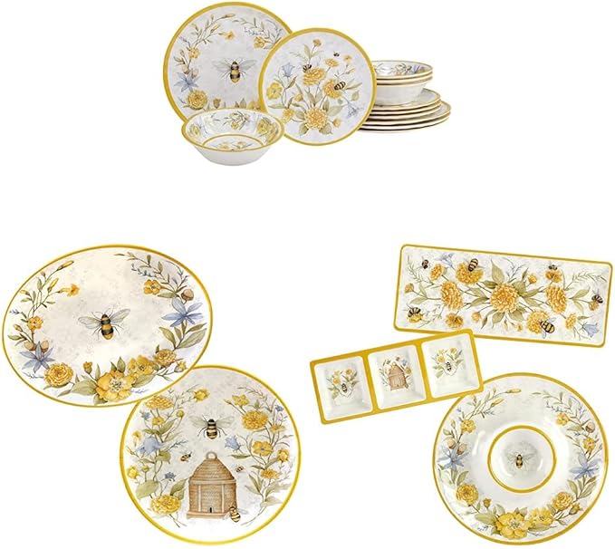 Amazon.com | Certified International Bee Sweet Estate 21pc Melamine ...