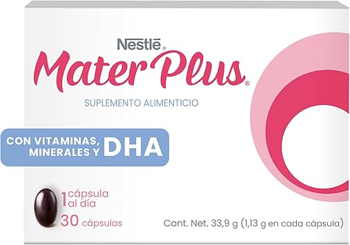 Nestlé MaterPlus Cápsulas DHA (Omega 3), Vitaminas y Minerales 34g ...