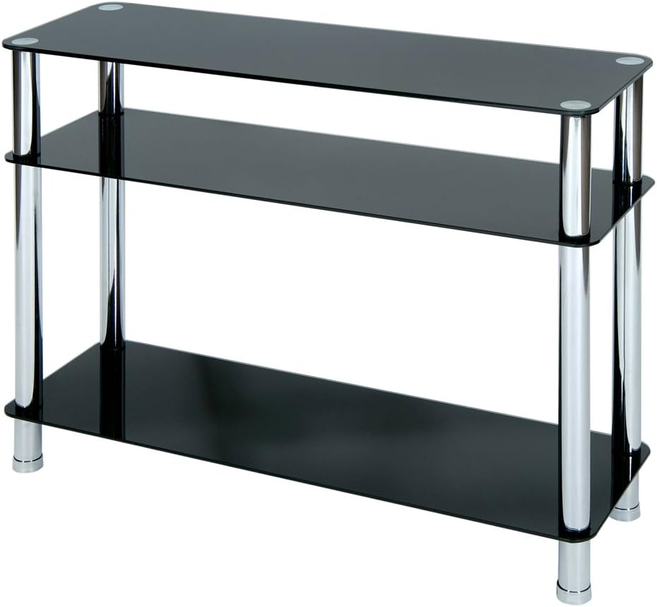 Levv Table Console en Verre avec Pieds chromés Noir : Amazon.fr: Autres