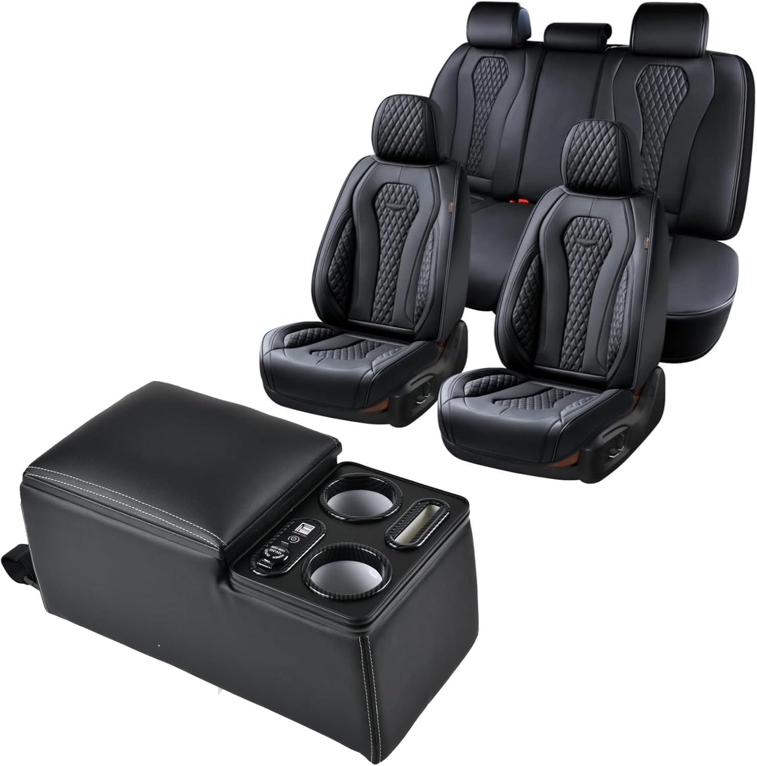 Amazon.com: Coverado Car Seat Covers Full Set, 5 Seats Universal Seat Covers for Cars+Car Center ...