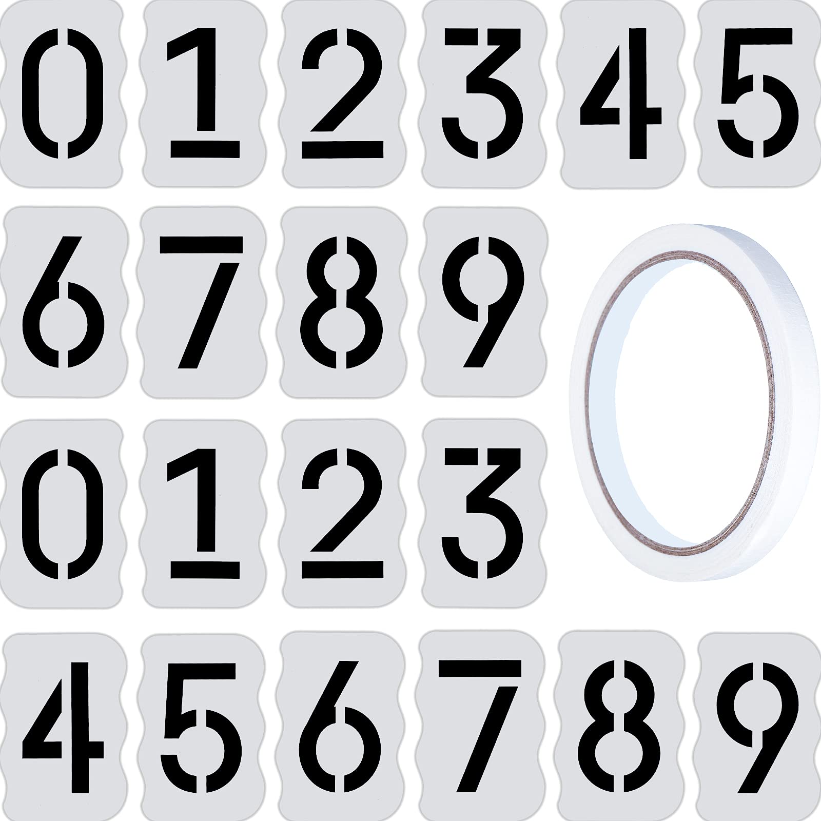 Buy 21 Pieces Curb Stencil Kit 0-9 Numbers Curb Address Stencil Kit in ...