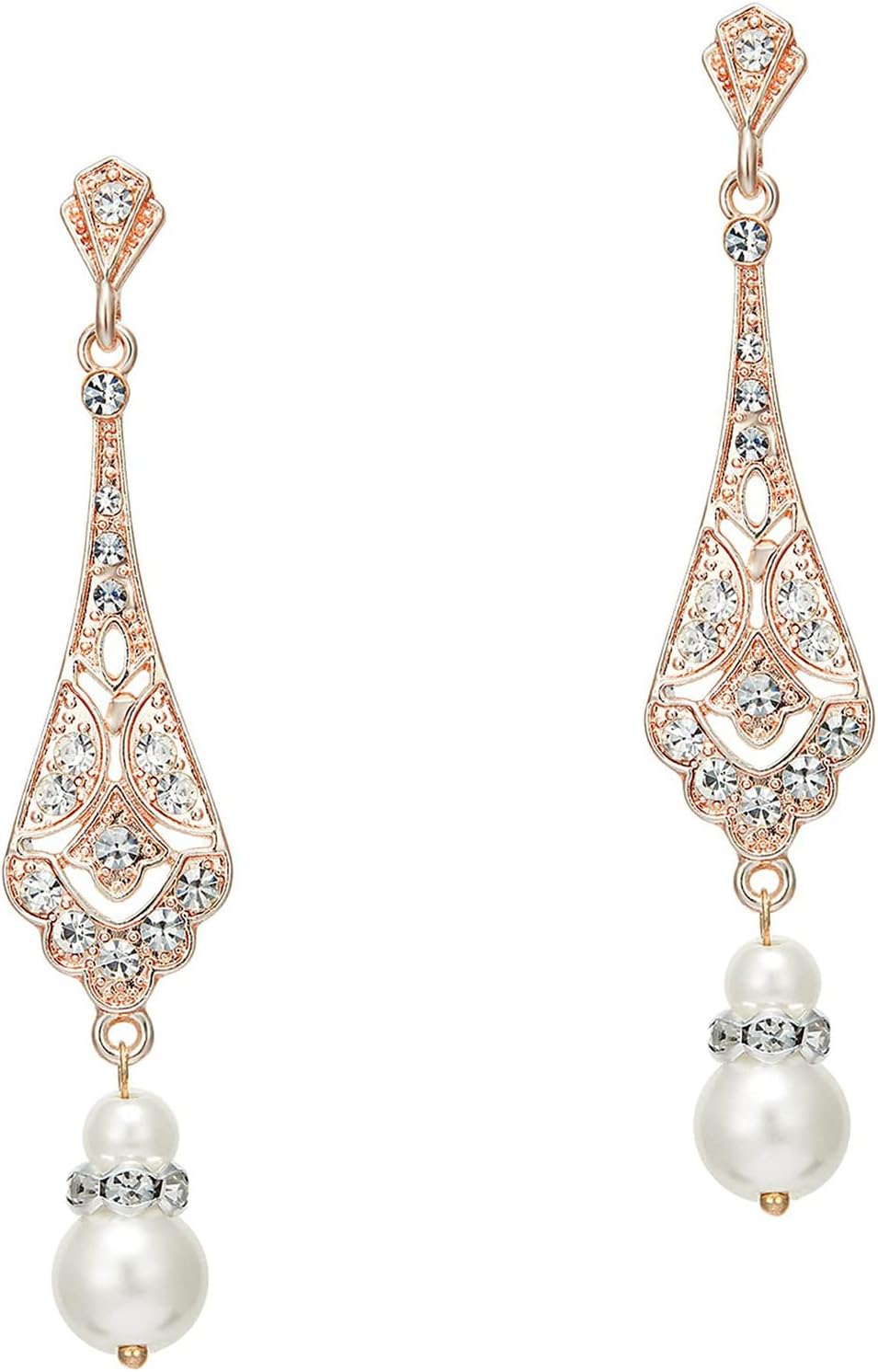 Amazon.com: 1920s Pearl Jewelry Wedding Earrings Flapper Art Deco ...
