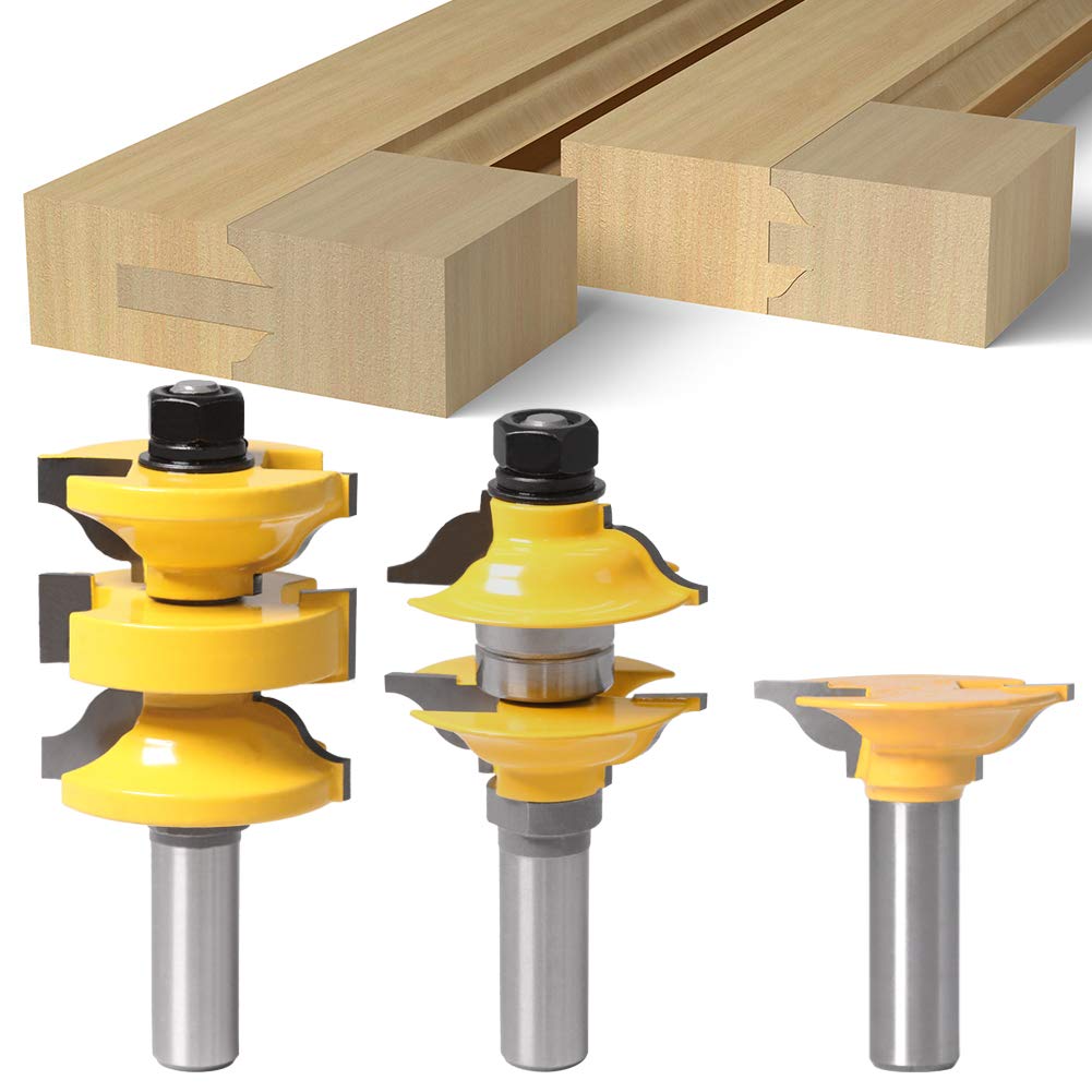 3 Pcs Extended Tenon Entry Door Rail and Stile Router Bit Set ...