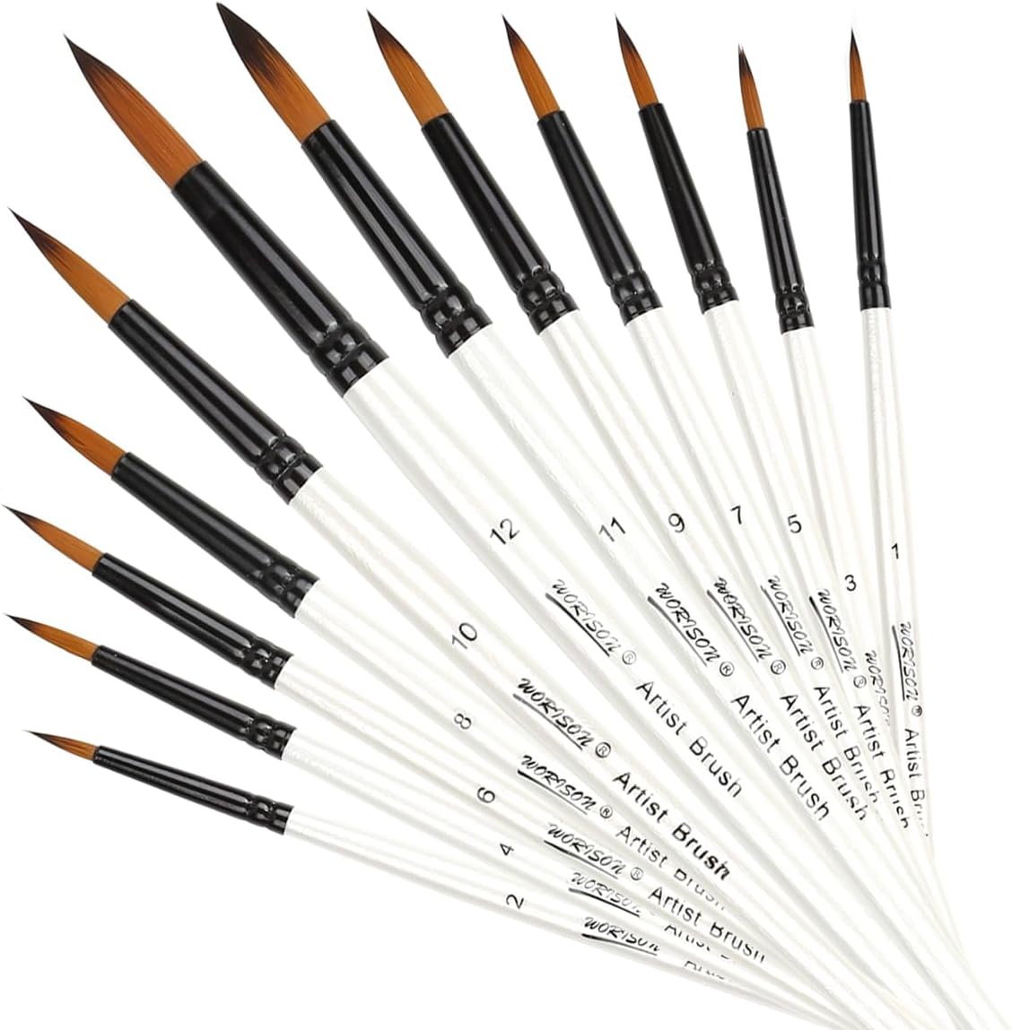 Amazon.com: 12 Pcs Round Paint Brushes Watercolor Brushes Round Tip ...
