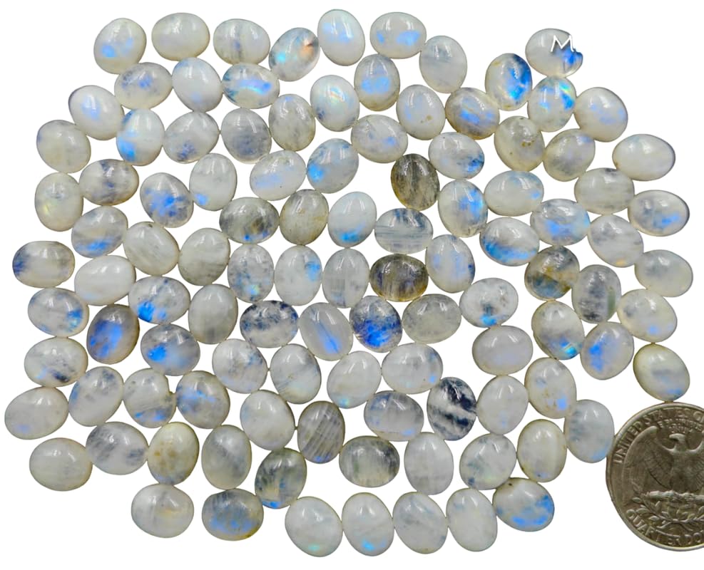Amazon.com: Rainbow Moonstone 8 mm x 10 mm Oval 100 Carat (15-20 Pcs ...