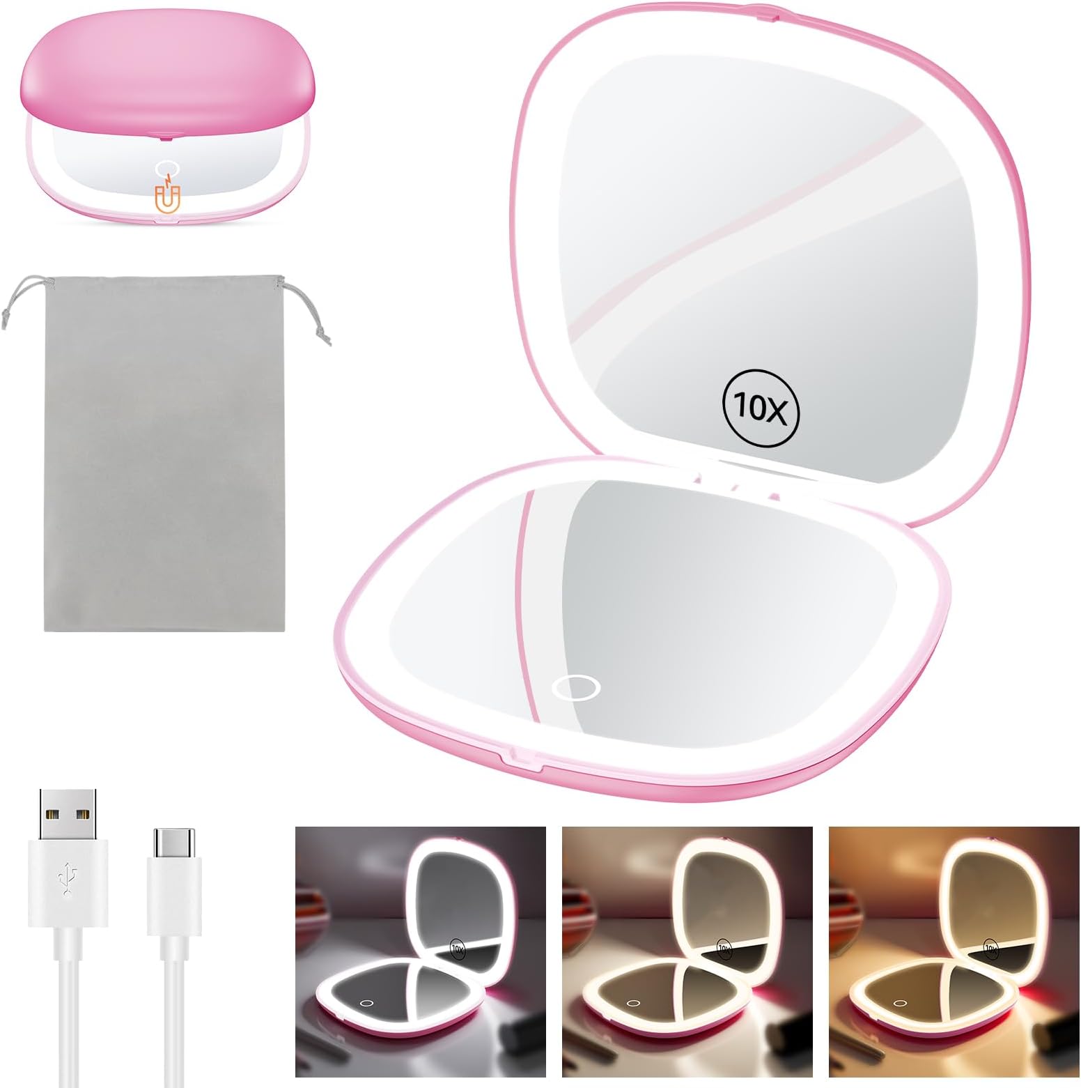 Amazon.com: wobsion Lighted Makeup Mirror with Magnification ...