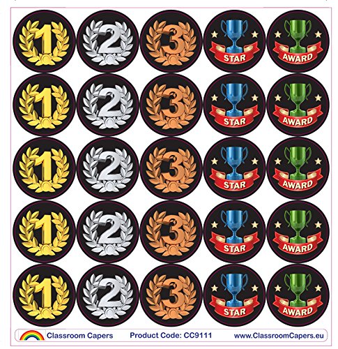 125 x 1st, 2nd, 3rd Place Star Award / Trophy Sports Stickers / Badges ...