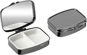 kwmobile 2x Edelstahl Tablettenbox mit 2 Fächern - 5,5 x 4 x 1,5cm ...