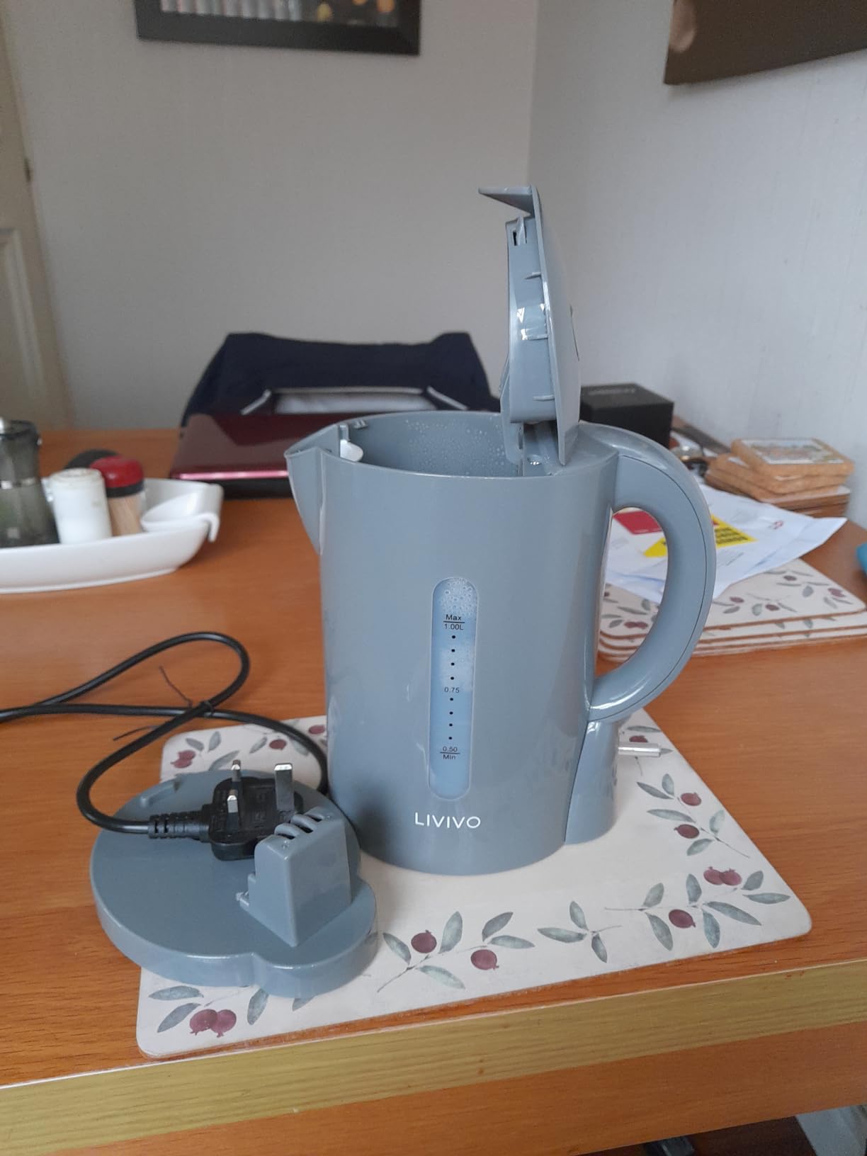 LIVIVO 1L Cordless 900W Kettle Compact for Travel, Guest Room, Office ...