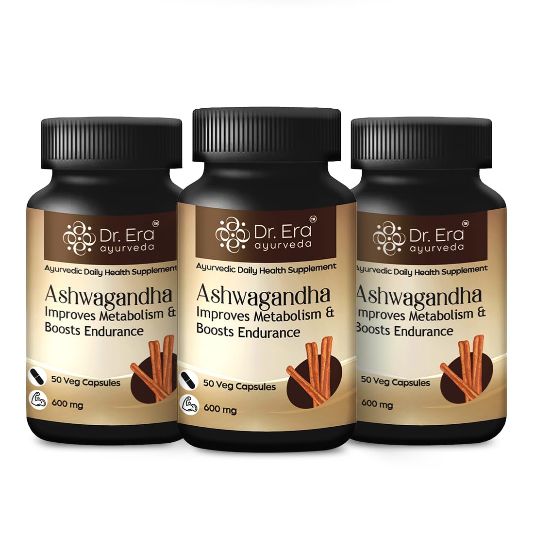 Dr. Era Ayurveda Ashwagandha Capsule | Pack of 3 Bottle, 50 Capsules ...