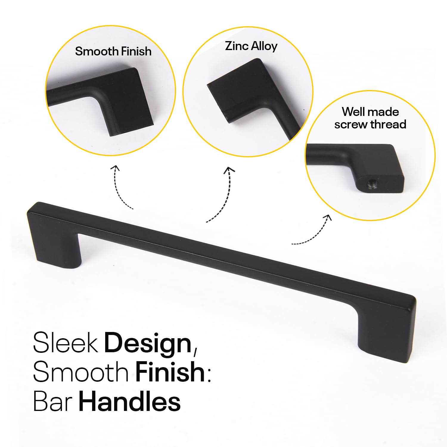 Snapklik.com : 5 Inch Hole To Hole Black Drawer Pulls - 10 Pack ...