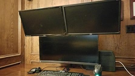 Amazon.com: HUANUO Triple Monitor Mount for 13-27 inch Computer Screens ...