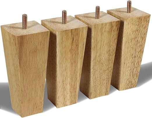 Set of 4 Wooden Furniture Feet / Sofa Base Legs with 8 Screw Bolts ...