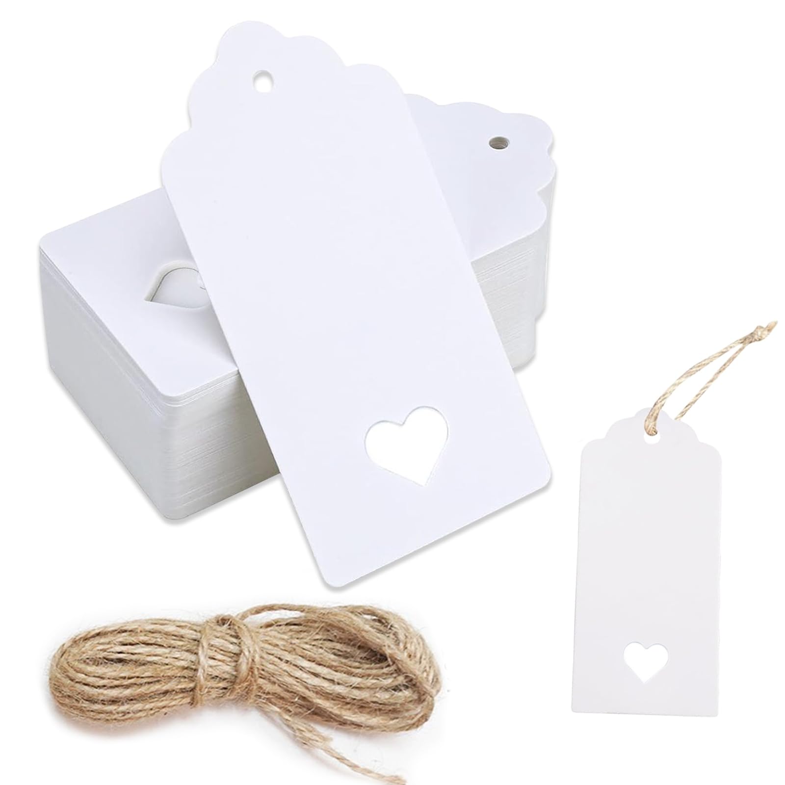 White Gift Tags with String for Presents 100 Pcs Kraft Paper Plain Gift ...