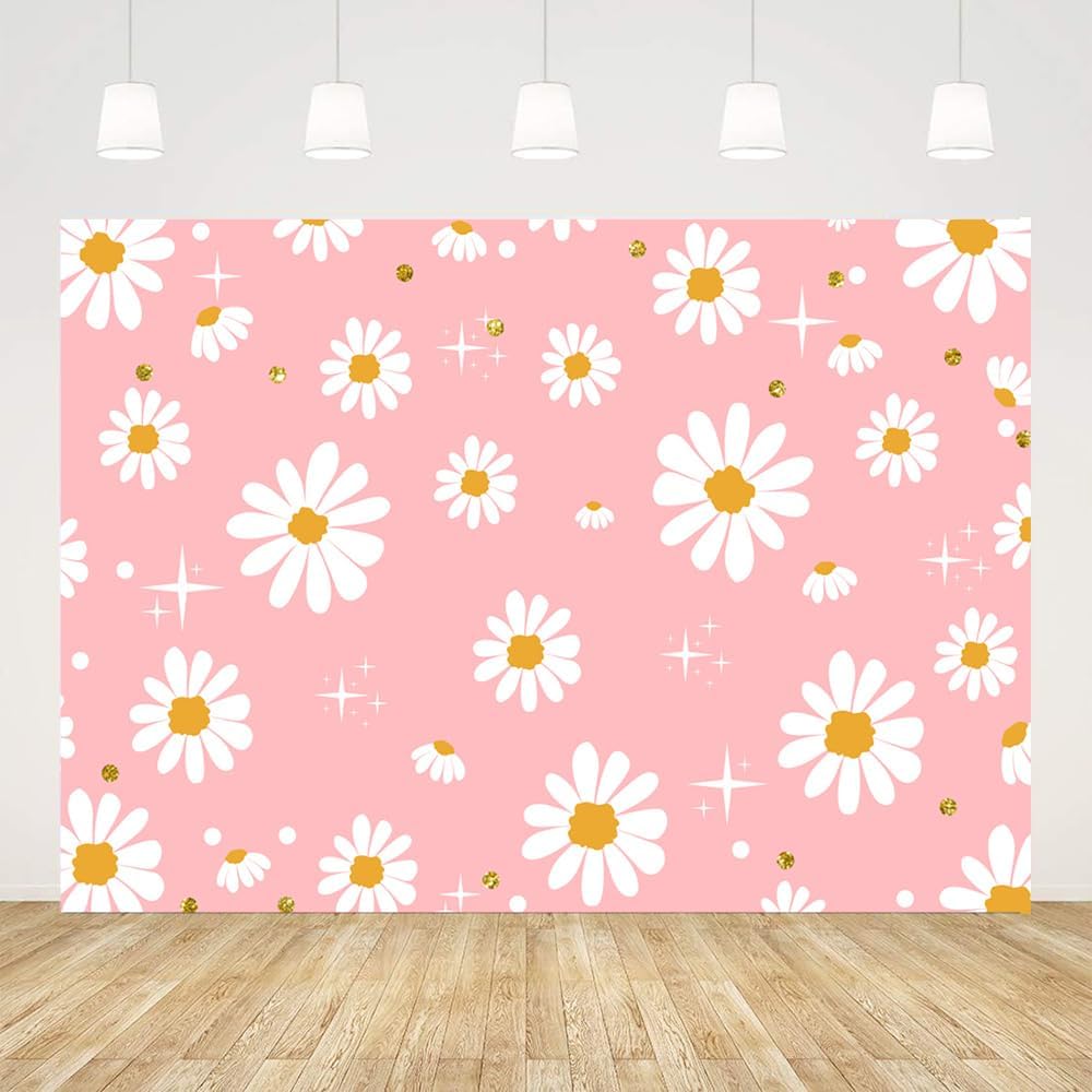 Amazon.com : InMemory Pink Daisy Flowers Backdrop for Birthday Newborn ...