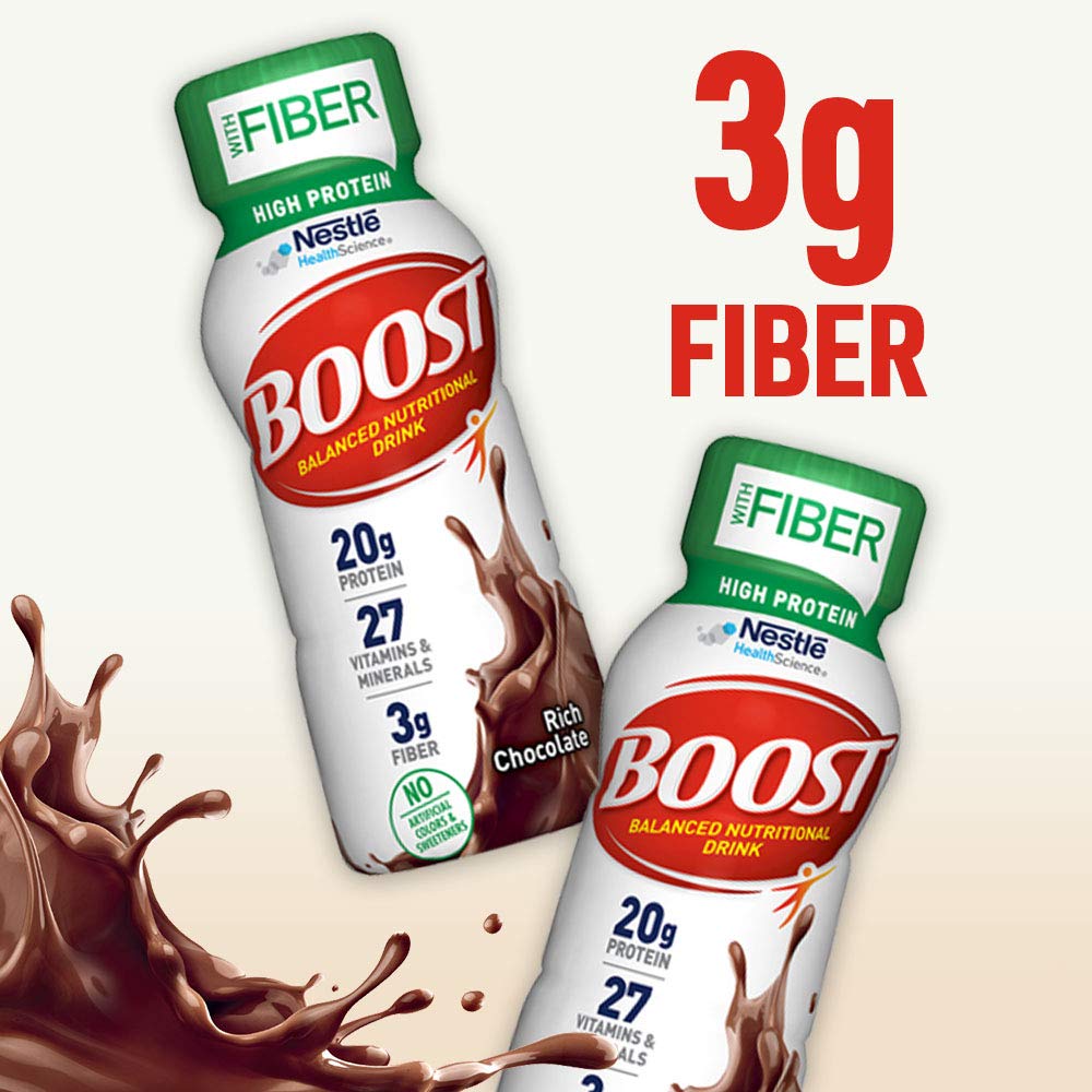 BOOST Bebida nutricional completa de alta proteína con fibra chocolate ...
