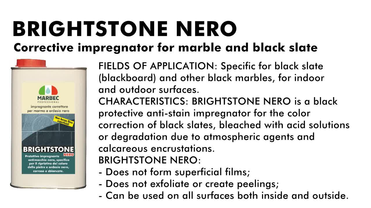 Marbec - BRIGHTSTONE Nero 1LT | Corrective impregnator for Marble and Black Slate