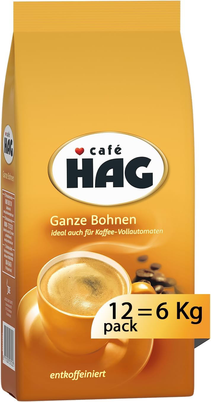 Caffè HAG - Caffè in Grani Decaffeinato per Macchina Espresso o Moka ...