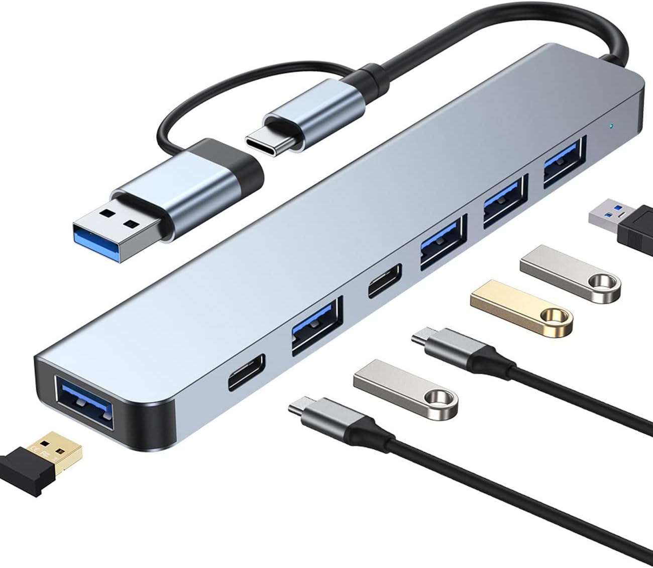 Lostrain Hub USB C 3.0, 7 en 2 Adaptador multipuerto Tipo C Hub con USB ...