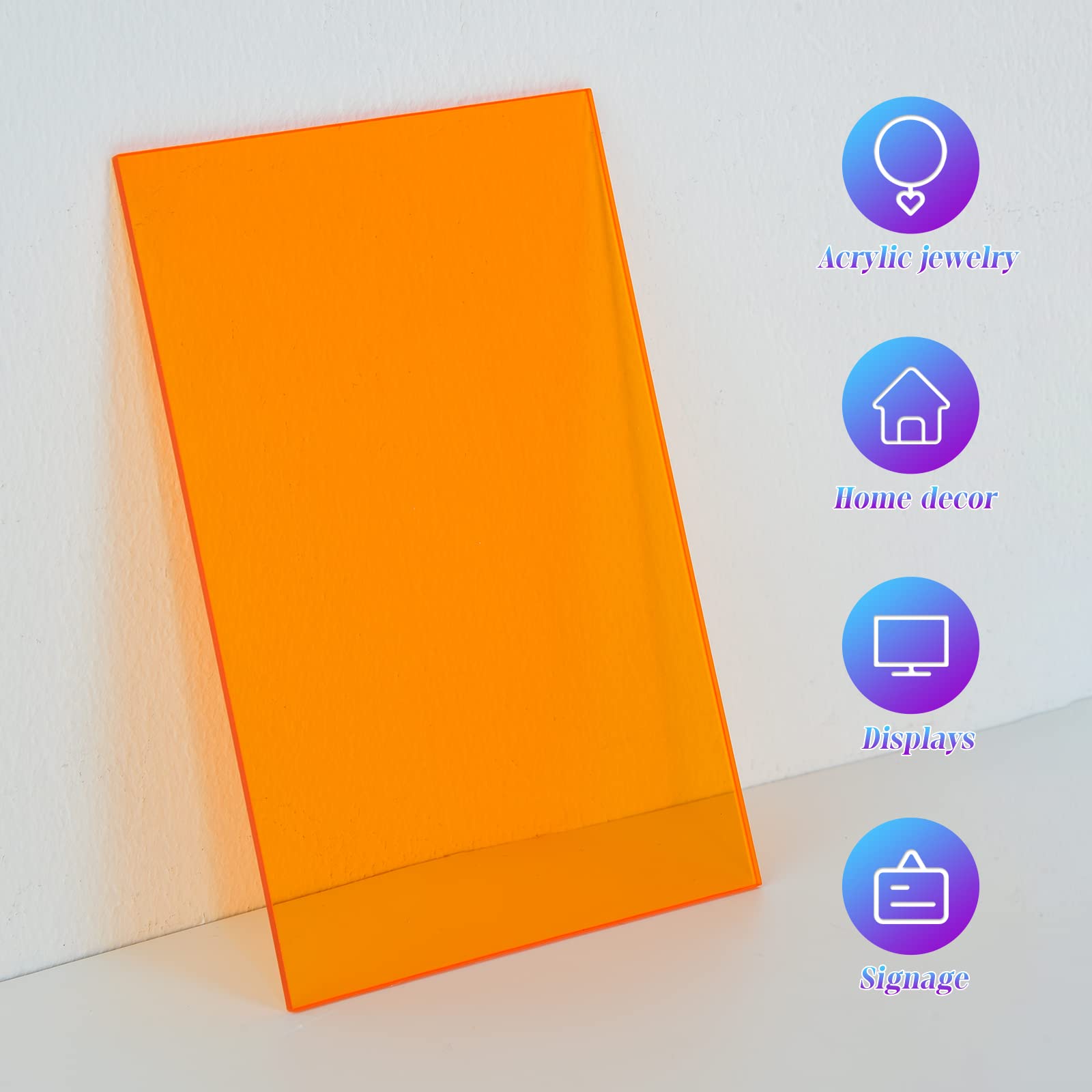 5 Pack Acrylic Sheet Orange Fluorescent Colored Translucent Sheets Easy ...