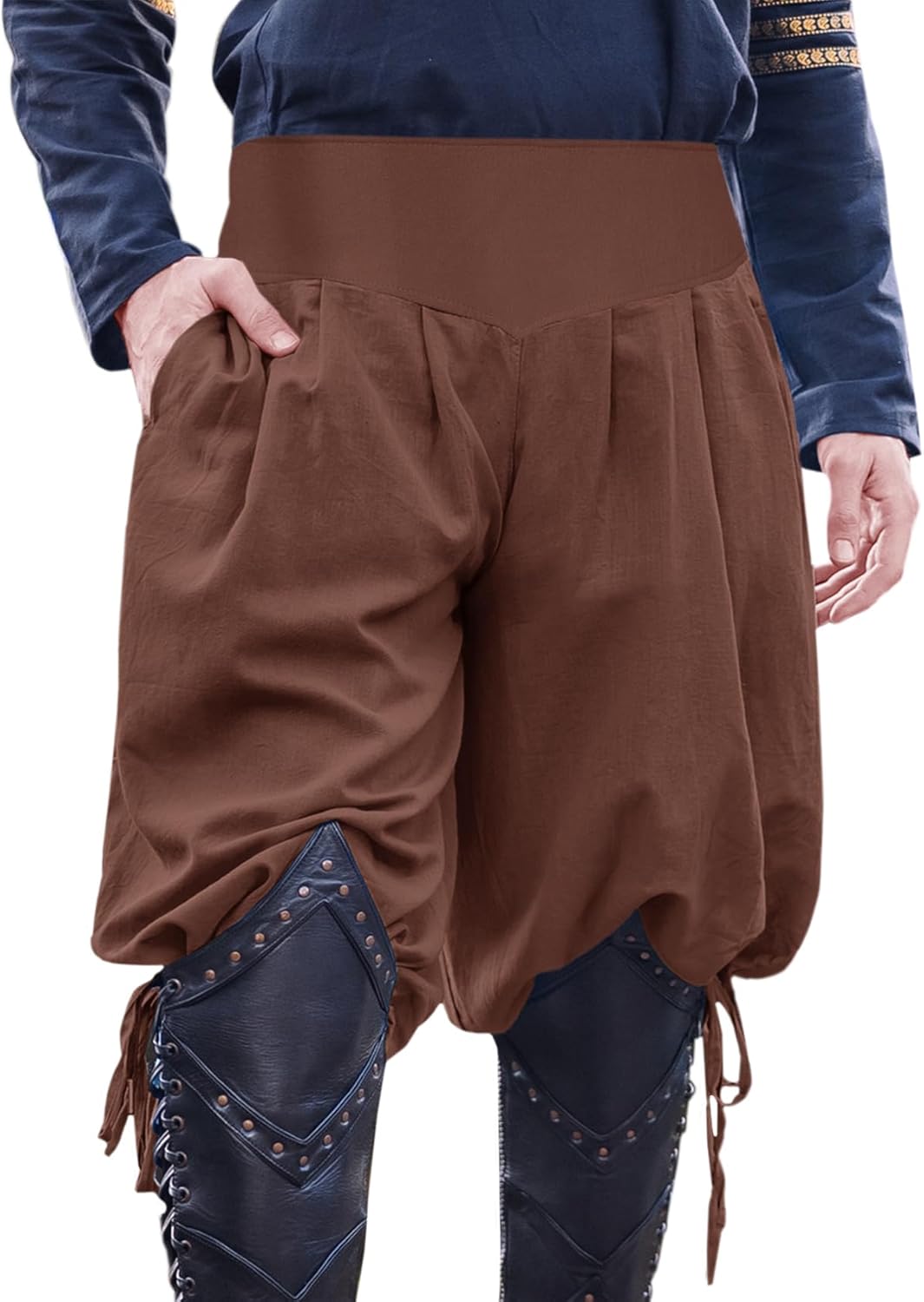 Runcati Mens Ankle Banded Pirate Shorts Medieval Renaissance Viking ...