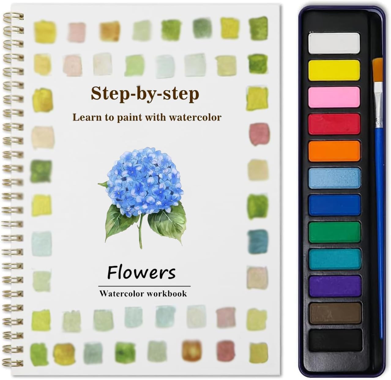 Amazon.com: Beginner Watercolor Painting Kit – 12 Colors Paint Set with ...