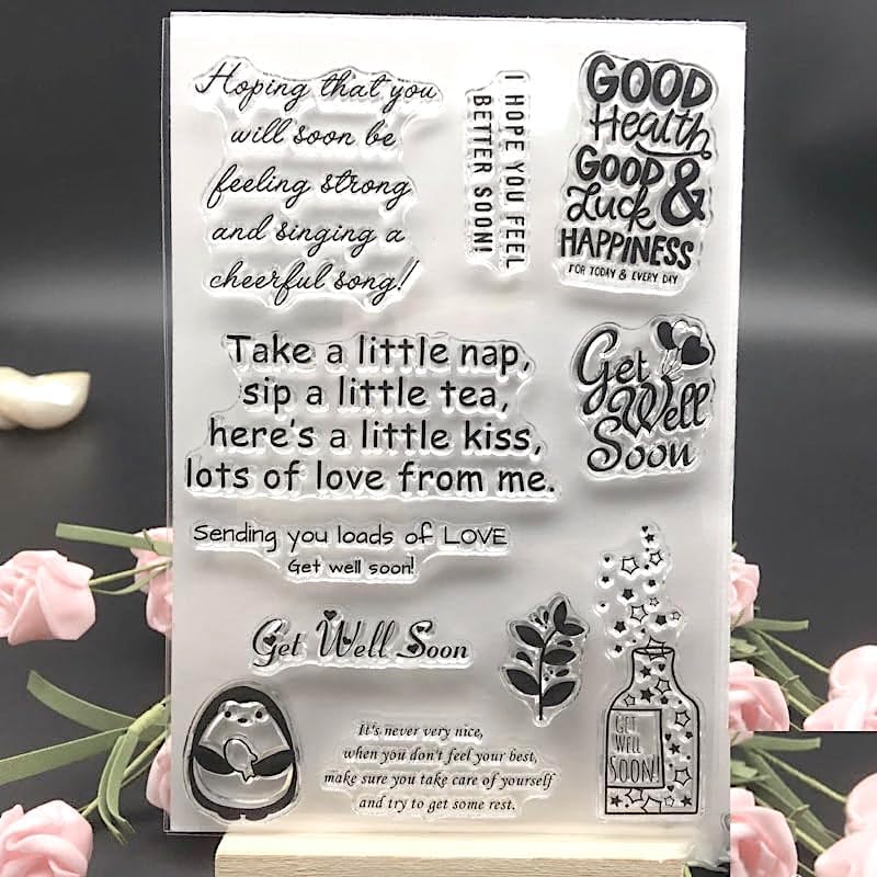 Amazon.com: 1pc Get Well Soon Stamps Sympathy Sentiments for Paper ...