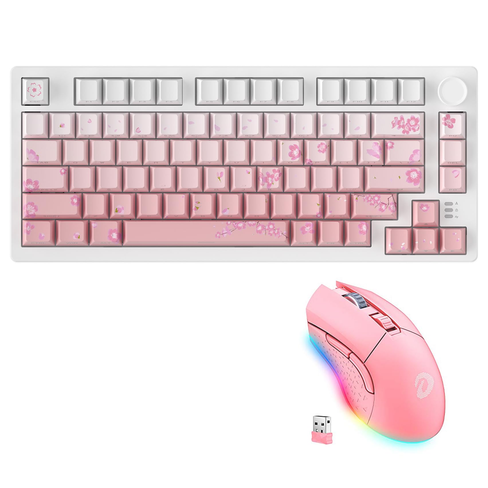 Amazon.com: DAREU EK75PRO Pink Wireless Mechanical Gaming Keyboard and ...