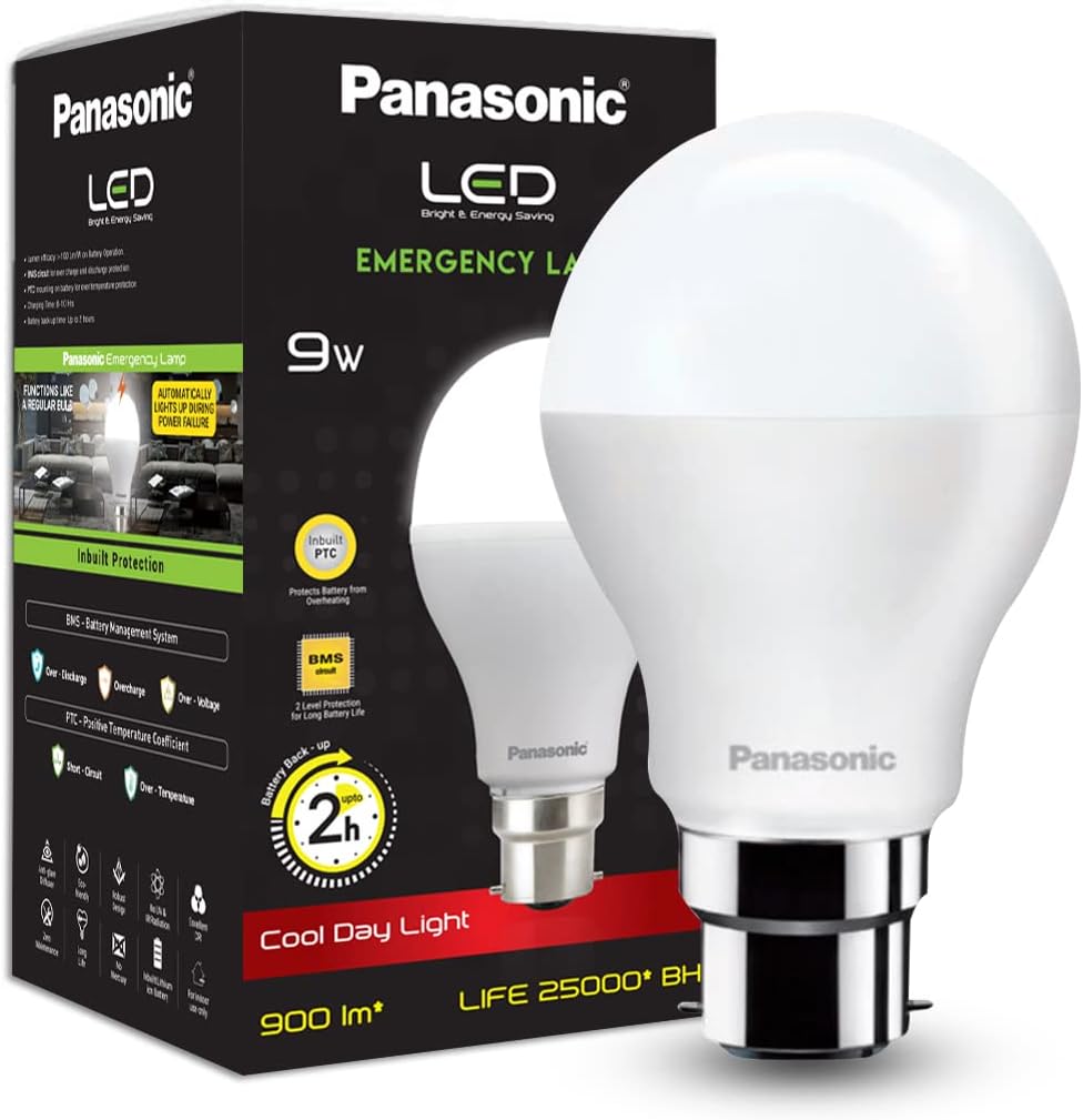 Buy Panasonic 9W Rechargable Emergency LED Bulb, B22 9W Inverter Bulb ...