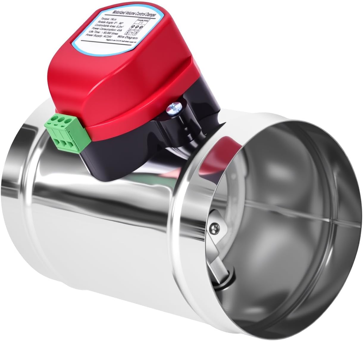 ZOWZEA 4" Motorized Duct Damper - Adjustable Volume Balancing ...