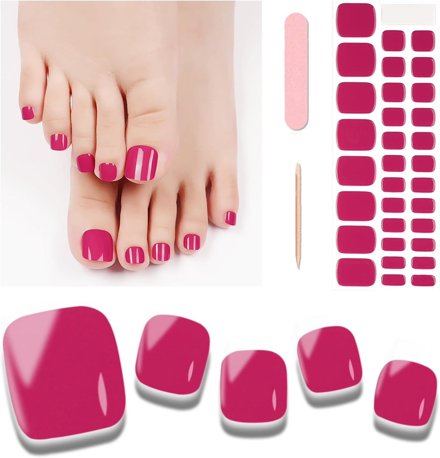 Amazon.com: Semi Cured Gel Pedicure Strips, 32 Solid Color Gel Toenail ...