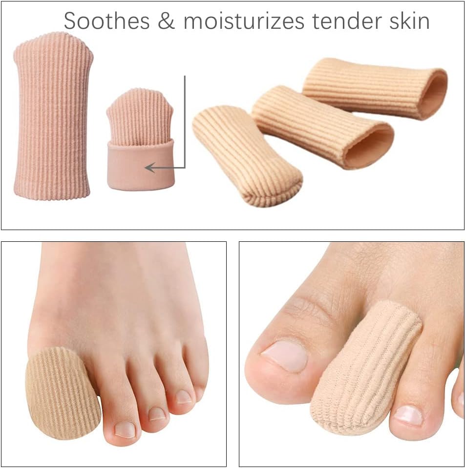 4 Pcs Toe Cushion Cap Gel Toe Caps Toe Protectors Fabric Silicone Toe ...