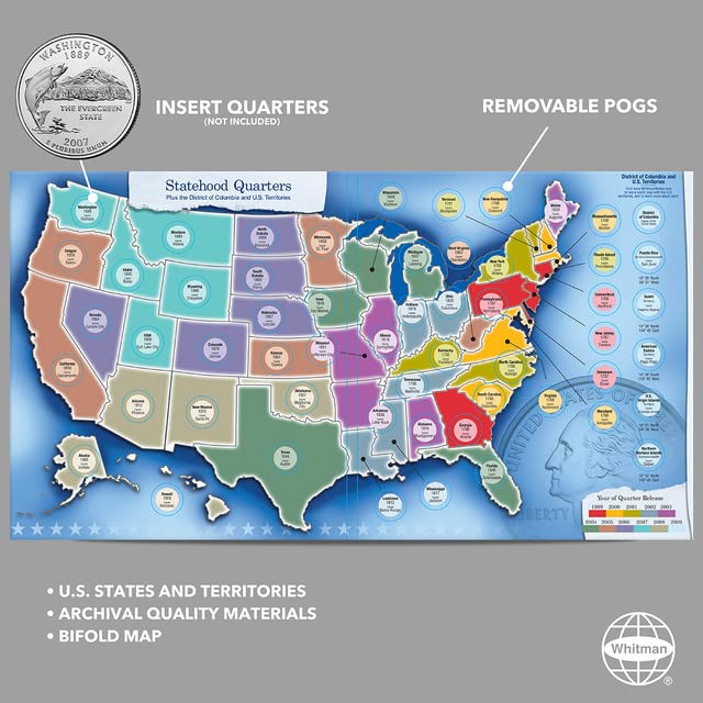 Snapklik.com : Coin Collectors Board Compact Coin Coin Map US State ...