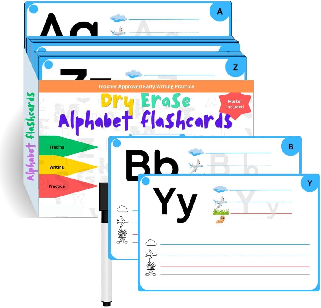 Amazon.com: STEPUP Dry Erase Alphabet Flash Cards - Dry Erase Letter ...