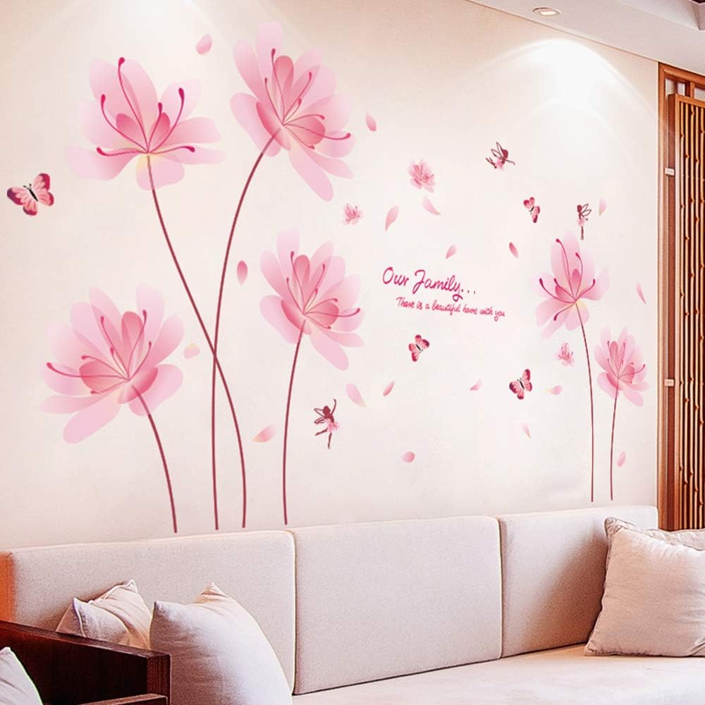 Amazon.com: Hanging Vines with Cherry Blossom Wall Stickers Pink Flower ...