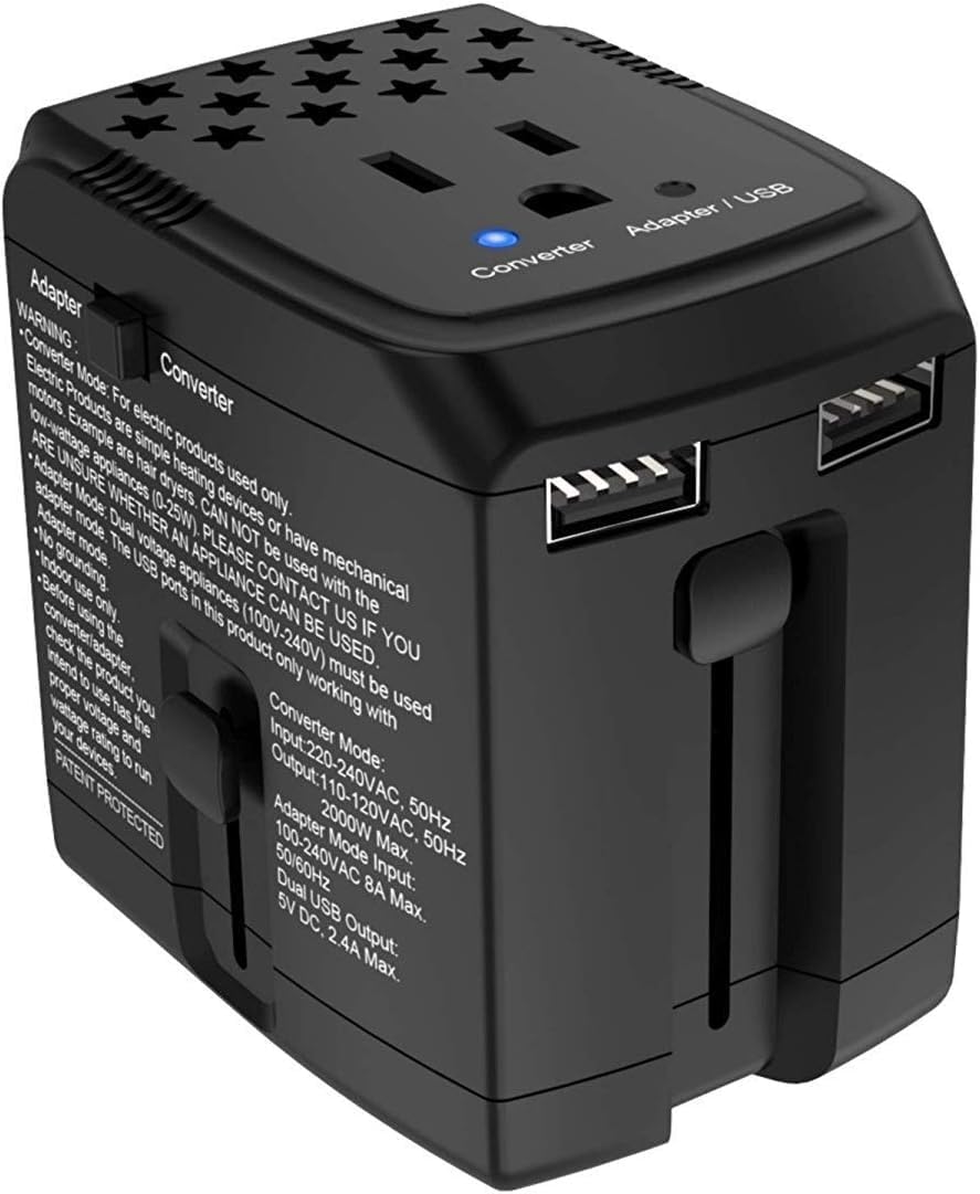 Amazon.com: Plug Adapter with 2-Port USB, 2000W 220V to 110V Converter ...