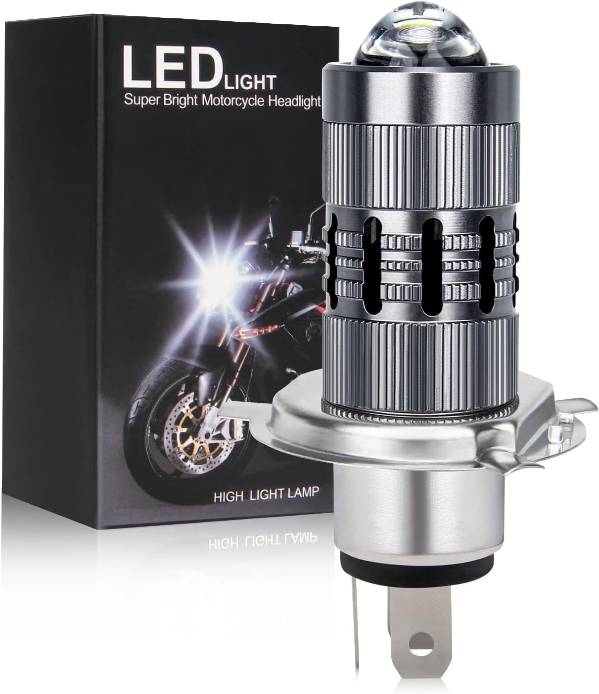 WE LITING H4 LED Motorcycle Headlight Bulb with Optical Projector Lens ...