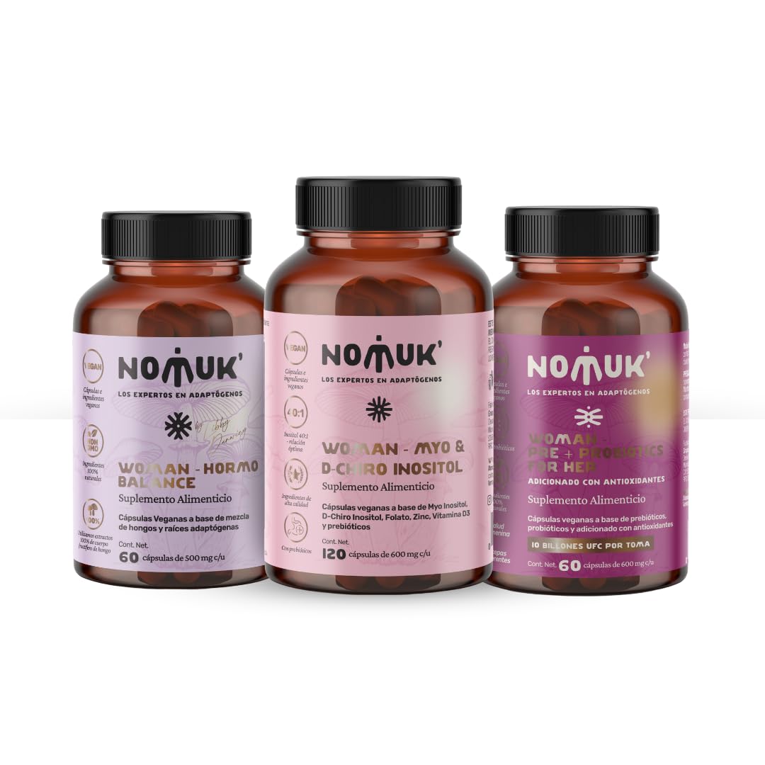 Nomuk | Kit de suplementos para mujer Woman Hormo Balance, Pre+Probiótics y Myo & D-chiro ...