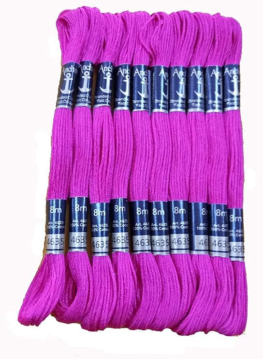 Anchor Cross Stich/Long Stich Embroidery Cotton Threads,Pack of 25, 8 ...