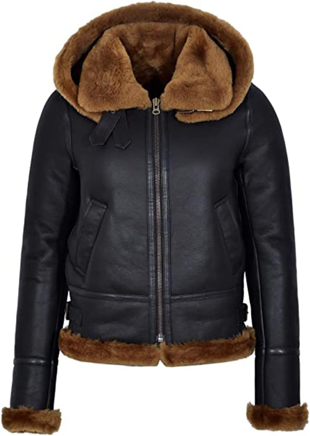 TIPTOP Womens B3 Bomber Hooded Classic Shearling Pilot Flying Aviator ...