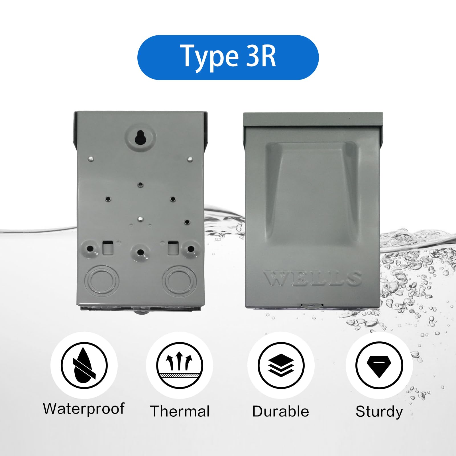 Snapklik.com : 2 Pack AC Disconnect Box 60AMP 120/240VAC Non-Fuse ...
