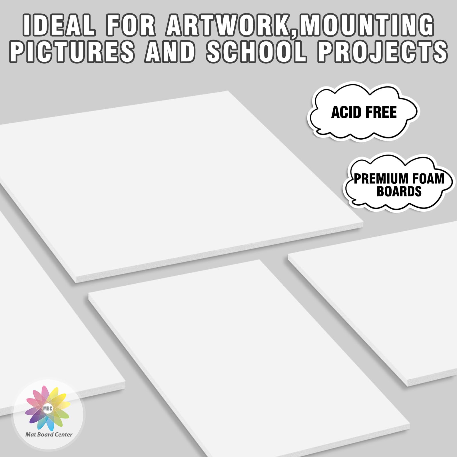 Snapklik.com : Mat Board Center, Pack Of 10 8x10 Foam Board, 1/8" Thick ...