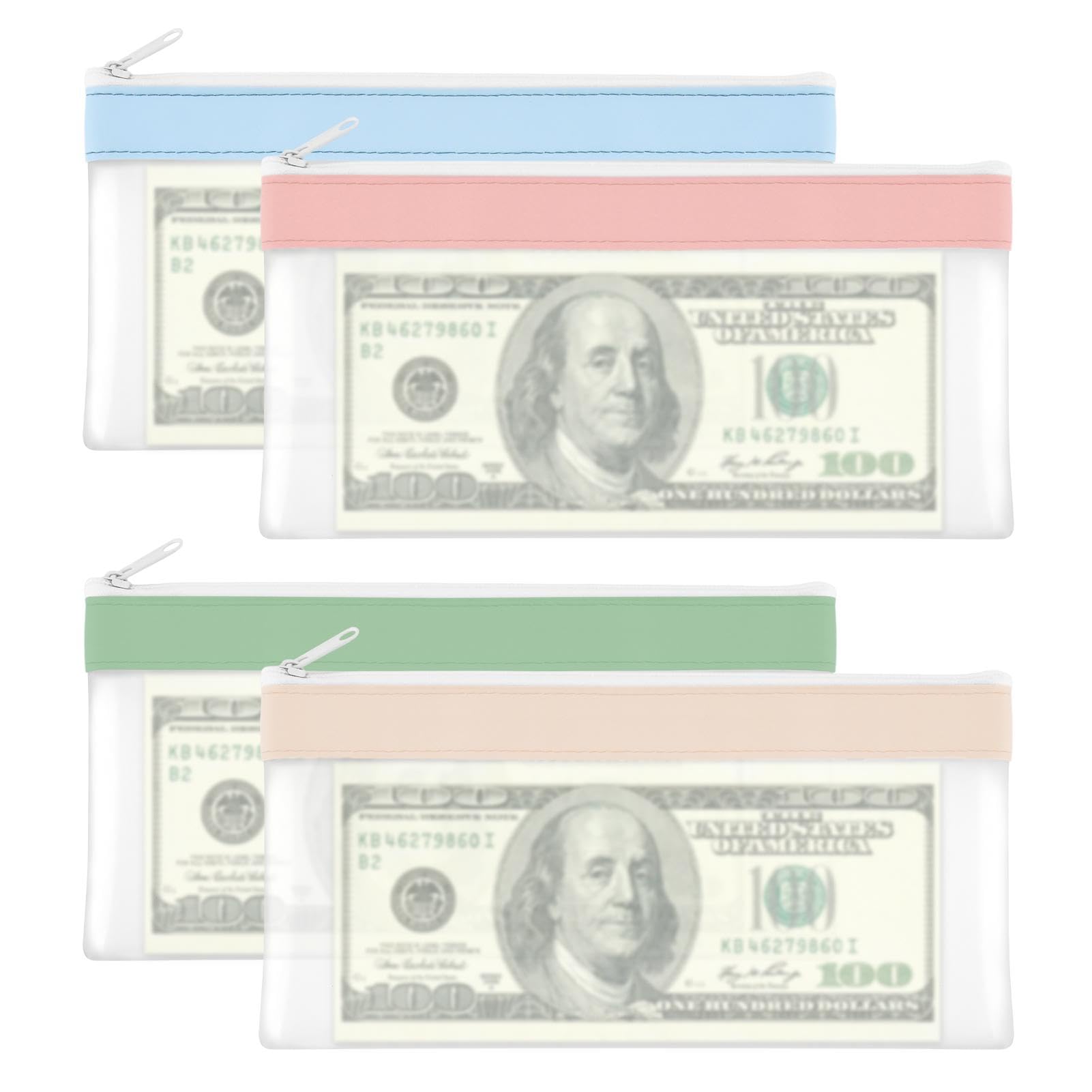 Amazon.com: Trasylph 4Pcs Money Bag with Zipper,Cash Envelopes 7.87 x 3 ...